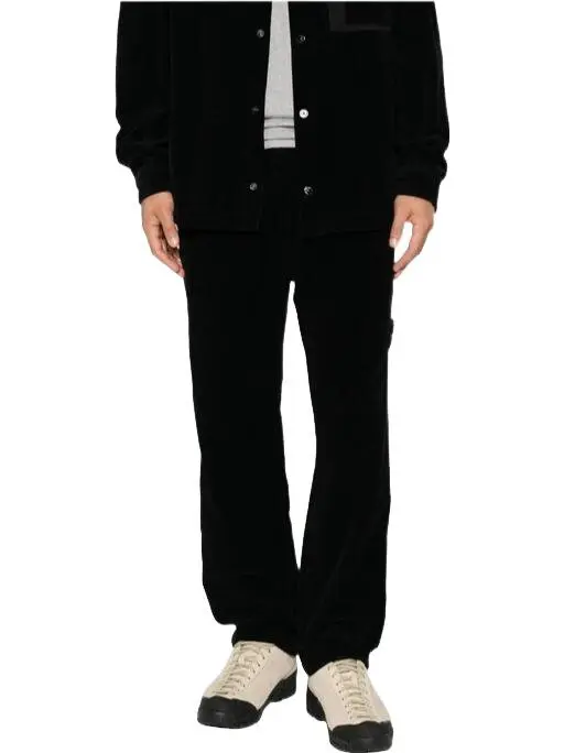 Stone Island Compass-motif Corduroy Trousers - Black