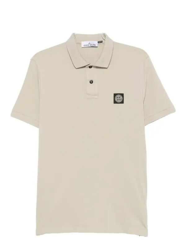 Stone Island Logo-patch Piqué Polo Shirt - Sand-colored