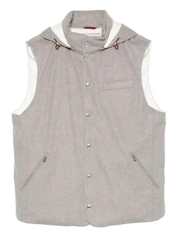 Brunello Cucinelli Hooded Press-stud Gilet - Gray