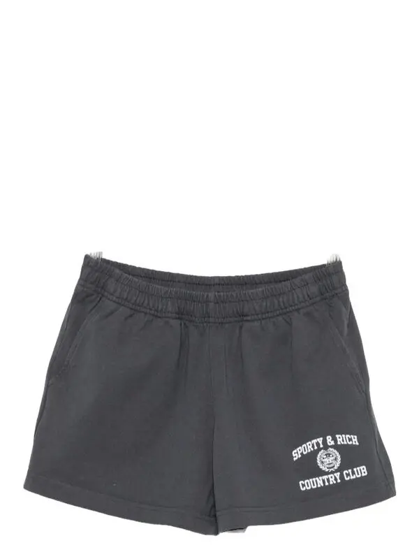SPORTY  RICH Sporty & Rich Jersey Shorts With Logo Print - Grey