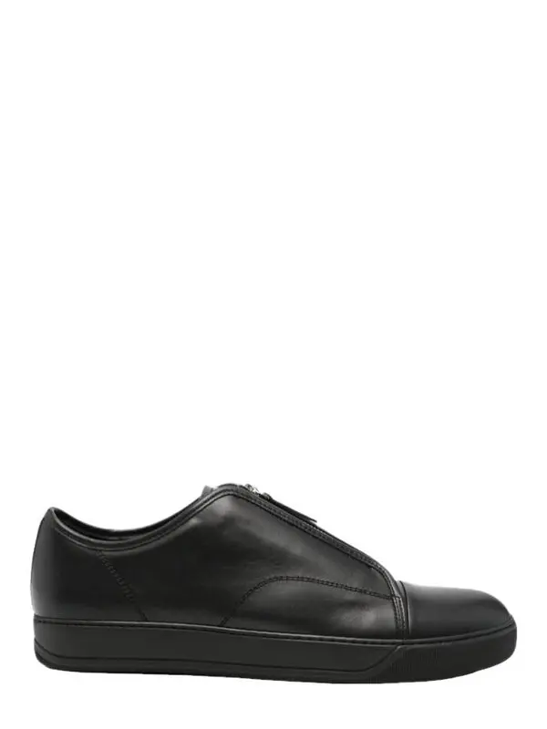 LANVIN Zip-front Leather Sneakers - Black