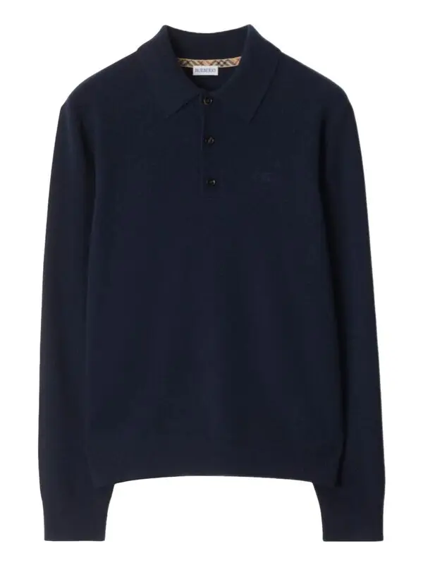 Burberry Ekd Embroidered Knitted Polo Shirt - Navy