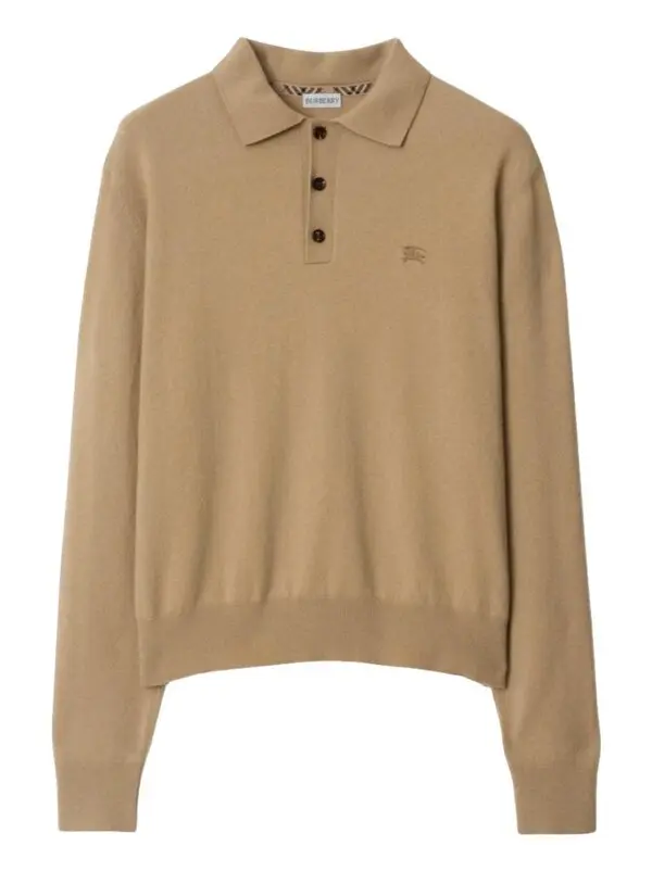 Burberry Long-sleeve Polo Shirt - Flax
