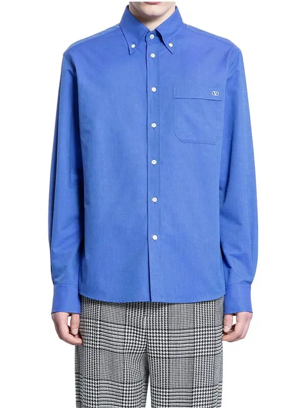 Valentino Garavani Vlogo-embroidered Shirt - Blue