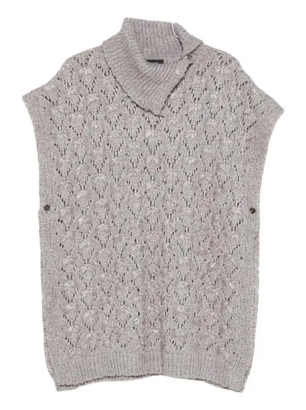 Fabiana Filippi High Neck Knitted Cape - Grey