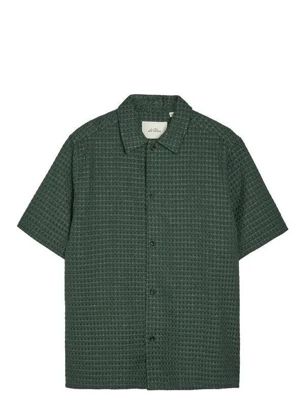 LES DEUX Checked Seersucker Shirt - Green