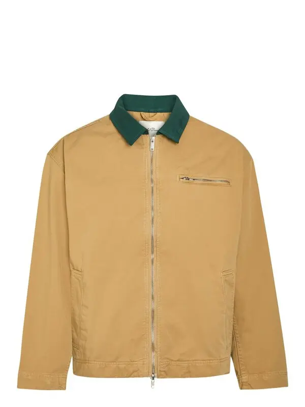 LES DEUX Cotton-twill Jacket With Contrasting Collar - Beige