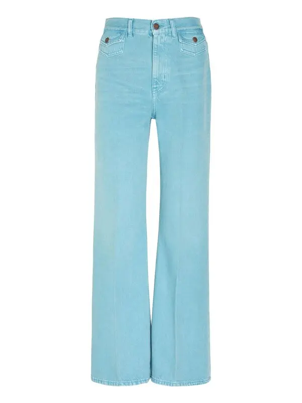 Chloé Embroidered Straight-leg Jeans - Light Blue