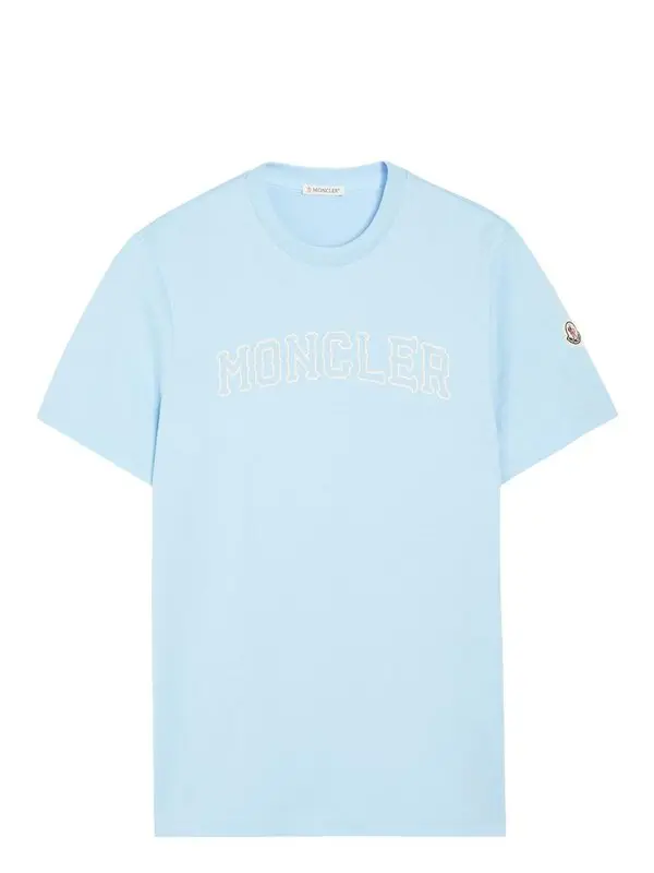 Moncler Logo-print Cotton T-shirt - Light Blue