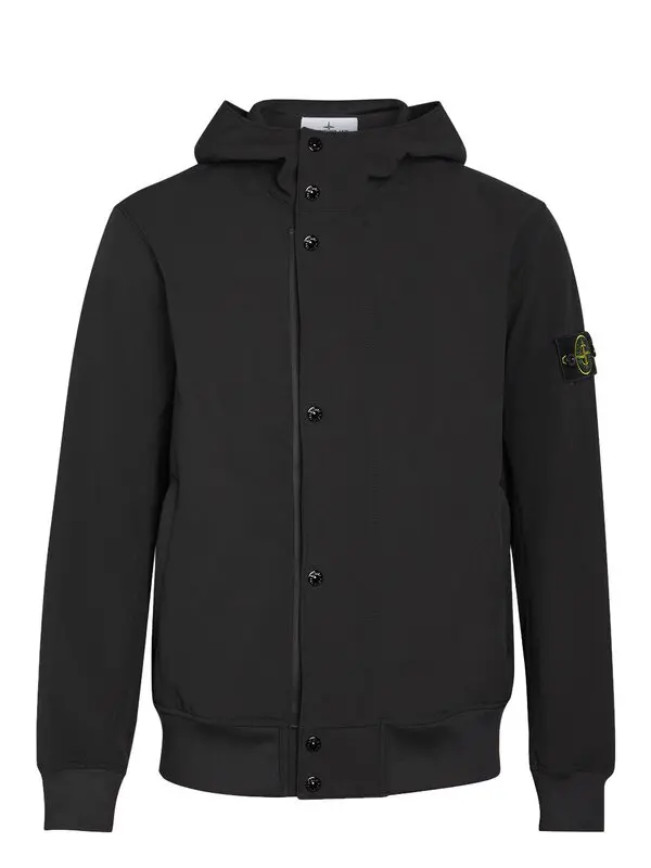 Stone Island Water-resistant Hooded Soft Shell Jacket - Black