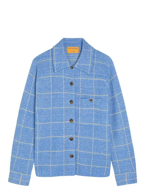 Guest In Residence Plaid Cashmere And Linen-blend Shirt - Light Blue
