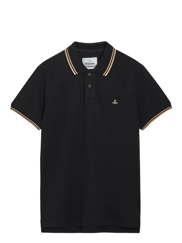 VIVIENNE WESTWOOD Logo-embroidered Piqué Cotton Polo Shirt - Black