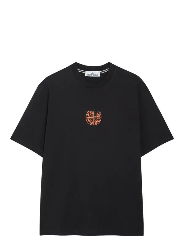 Stone Island Logo-print Cotton T-shirt - Black