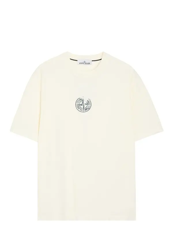 Stone Island Logo-print Cotton T-shirt - Ivory