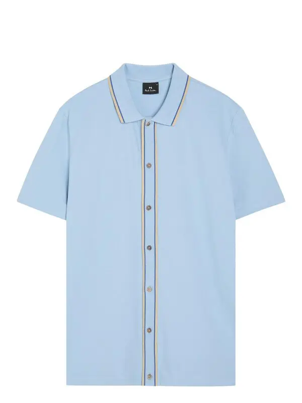 Paul Smith Striped-trim Cotton-blend Shirt - Blue