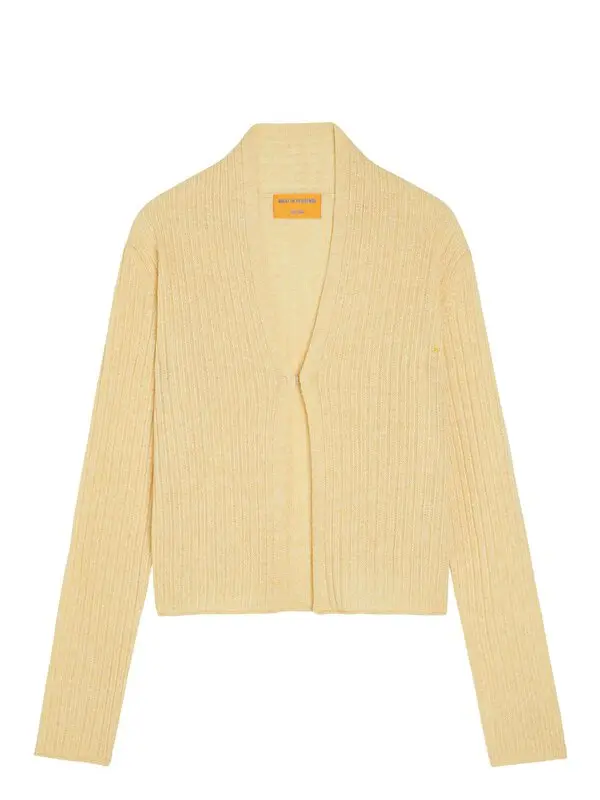 Guest In Residence Ribbed Cashmere And Linen-blend Cardigan - Yellow