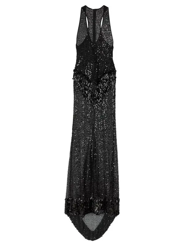 FARDA Sequin Embellished Tulle Gown - Black