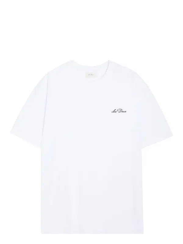 LES DEUX Logo-embroidered Cotton T-shirt - White