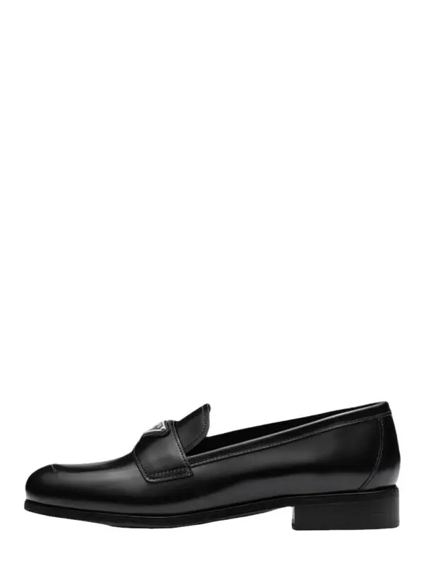 Prada Bushed Leather Loafers - Black