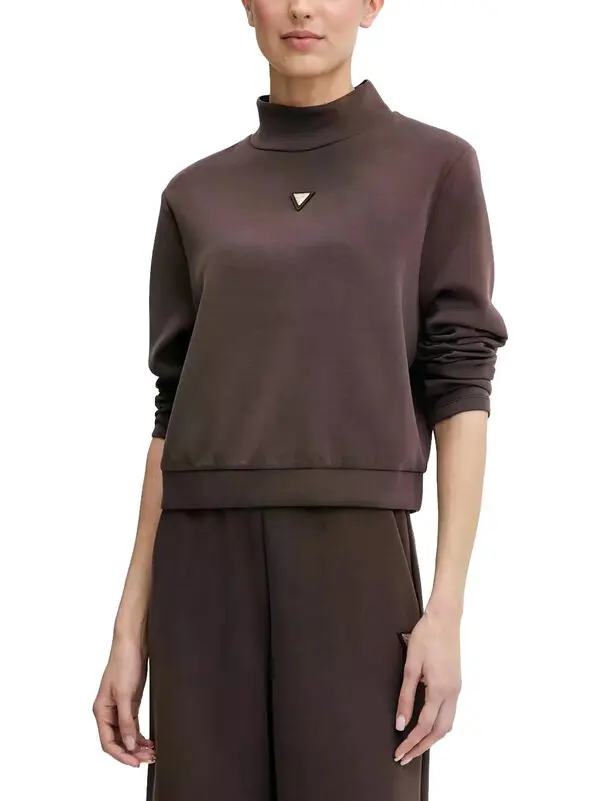 Guess Logo Plaque High-neck Sweatshirt - Brown