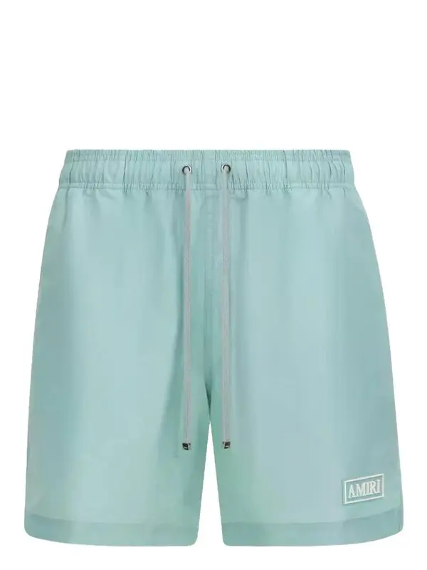 Amiri Logo Patch Drawstring Swim Trunks - Blue