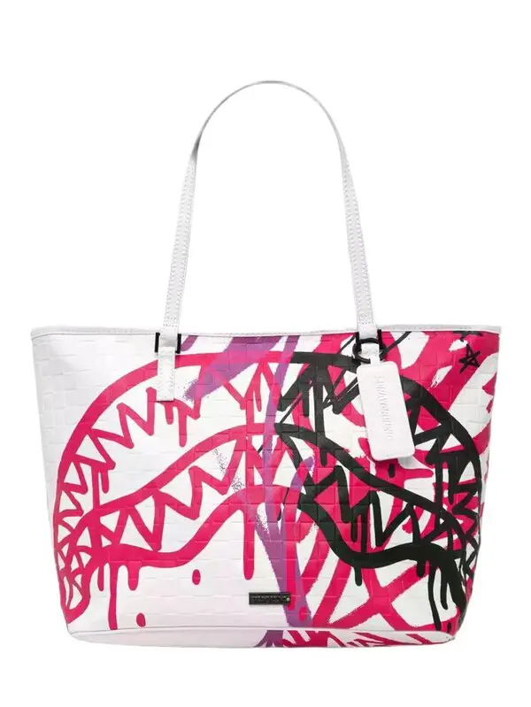 SPRAYGROUND Crash Graffiti Turbo Tote Bag - White