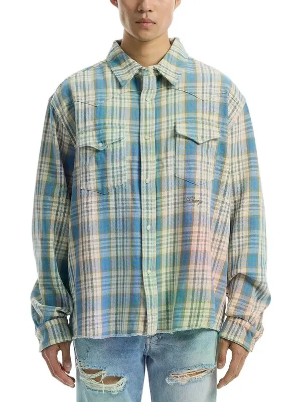 CHERRY LA Plaid Western Shirt - Blue