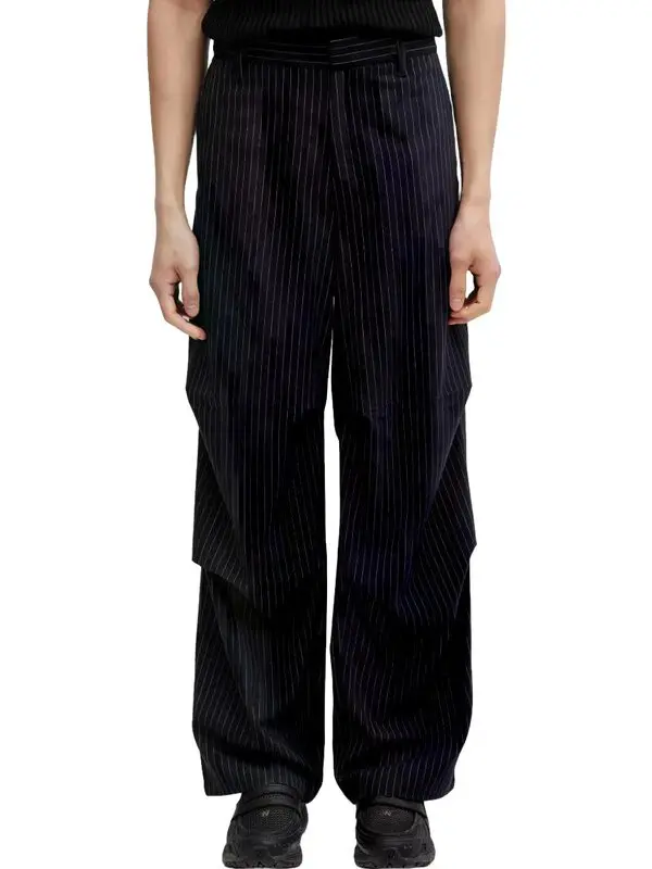 Filling Pieces Pinstripe-pattern Pleated Wide-leg Pants - Blue