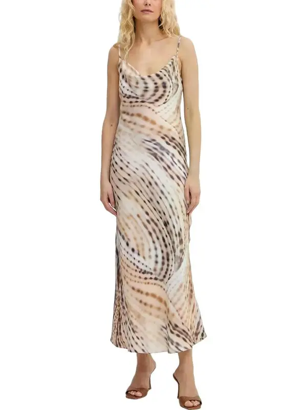 Guess Abstract Print Cowl Neck Midi Dress - Neutrals