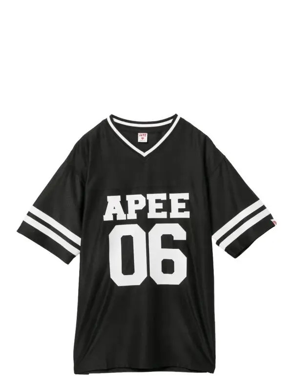 AAPE BY *A BATHING APE Apee™ A Bathing Ape® Logo Print Mesh V-neck T-shirt - Black