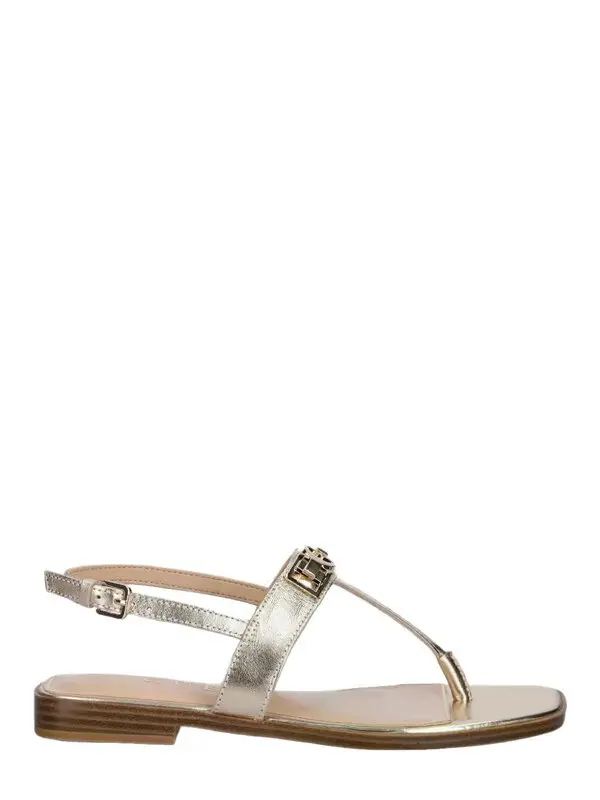 Guess Logo Plaque T-bar Slingback Sandals - Gold