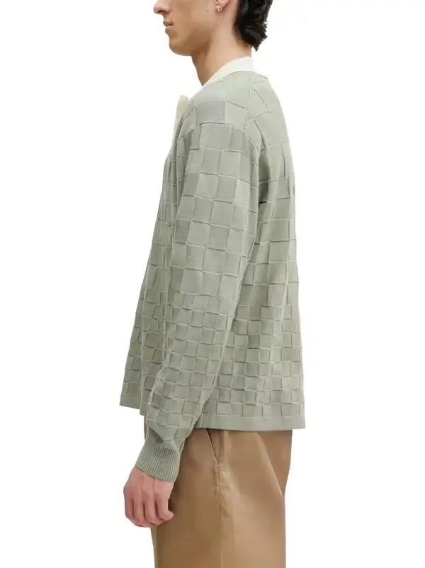 Filling Pieces Checkerboard Knit Long-sleeve Sweatshirt - Grey