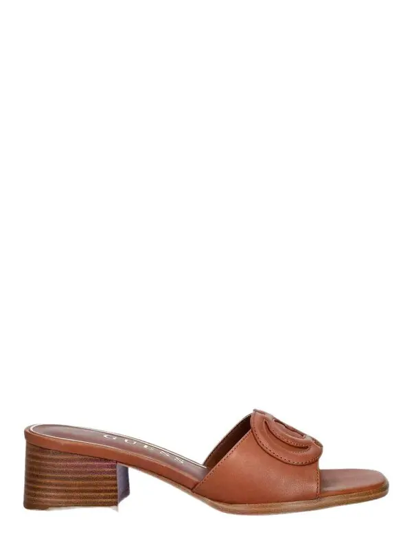 Guess Cerinna Logo-patch Block Heel Sandals - Brown