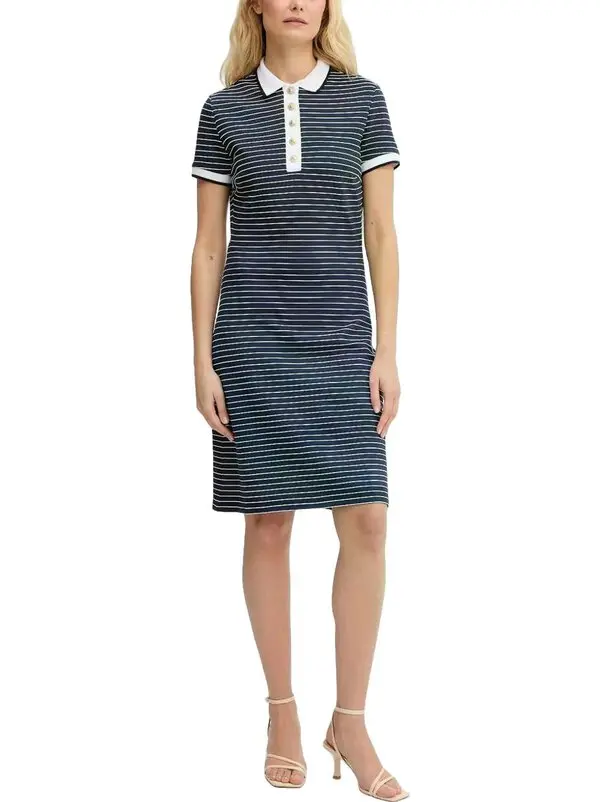 Guess Horizontal Stripe Polo Collar Mini Dress - Blue