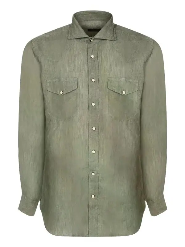 DELL'OGLIO Western-yoke Press-stud Shirt - Green