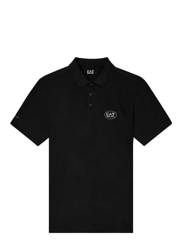 EA7 Logo-print Short-sleeve Polo Shirt - Black