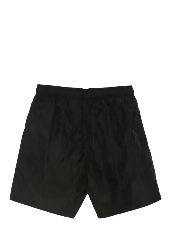 Emporio Armani Logo Embroidered Drawstring Swim Shorts - Black