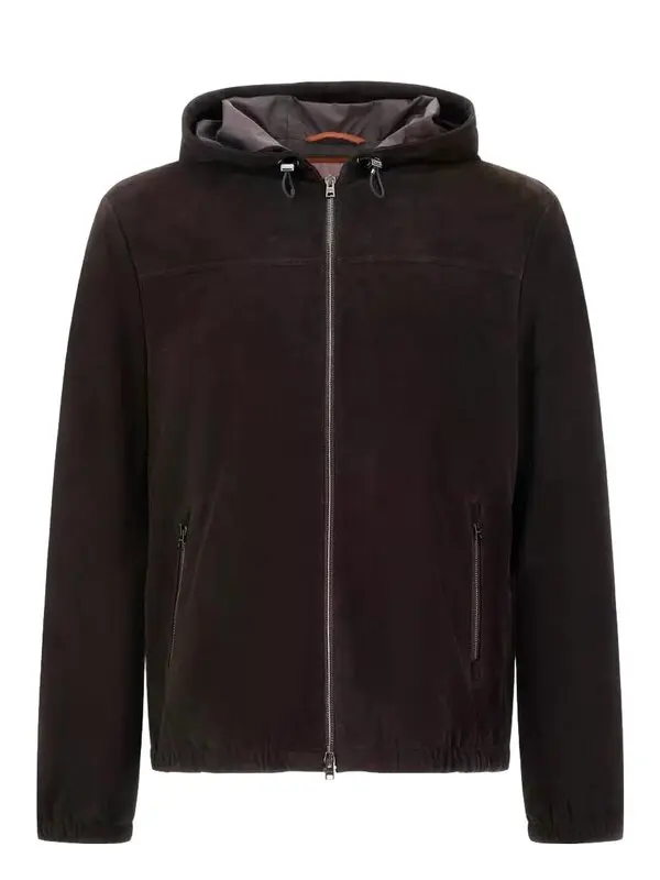Herno Hooded Suede Jacket - Brown