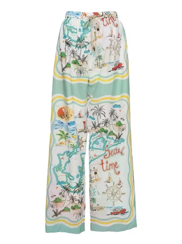 MULLER OF YOSHIOKUBO Graphic Print Palazzo Pants - Blue