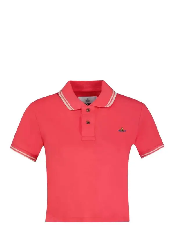 VIVIENNE WESTWOOD Short Sleeve Embroidered Polo Shirt - Red