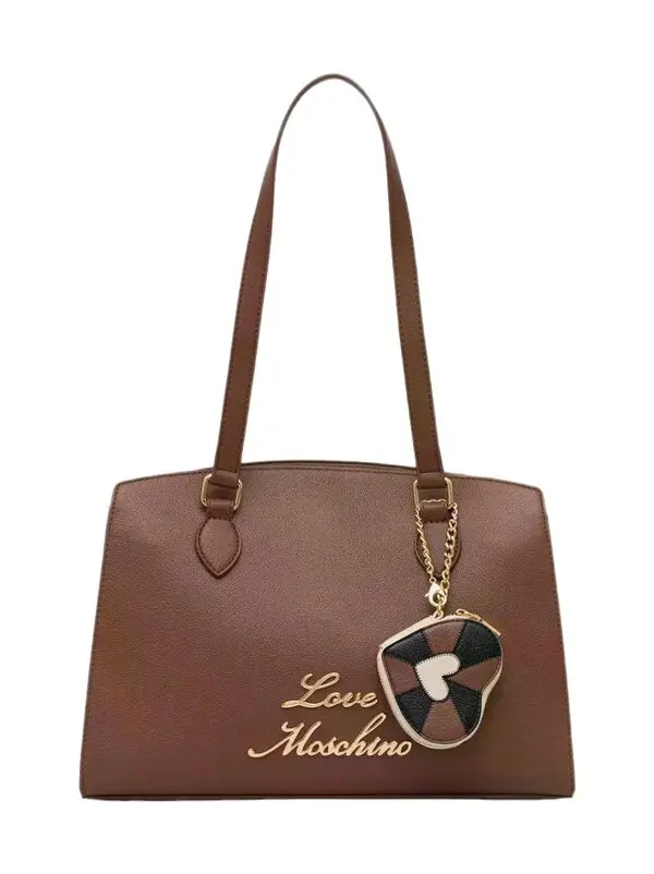 Moschino Logo-lettering Heart-charm Tote Bag - Brown