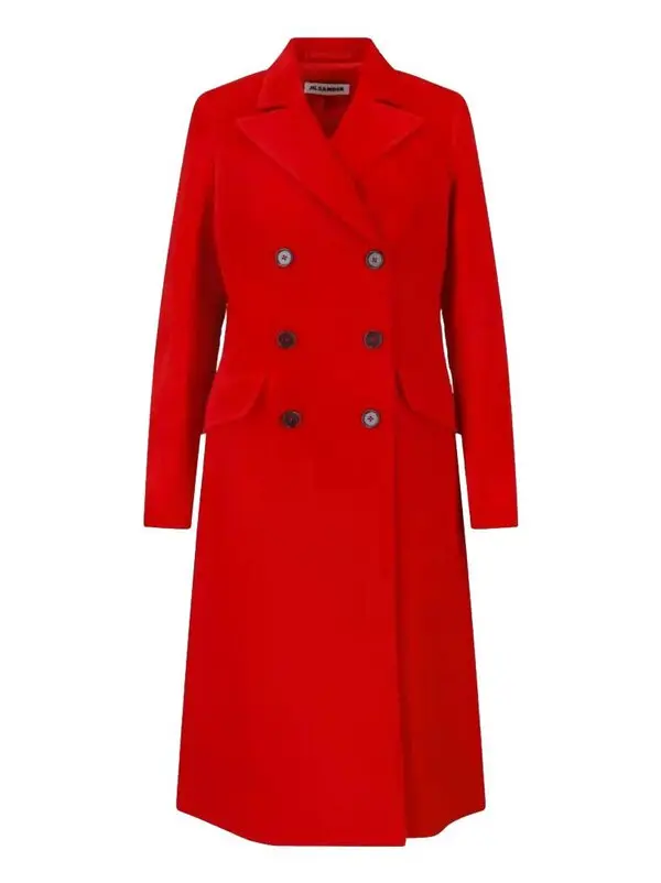 JIL SANDER Double-breasted Velvet Coat - Red