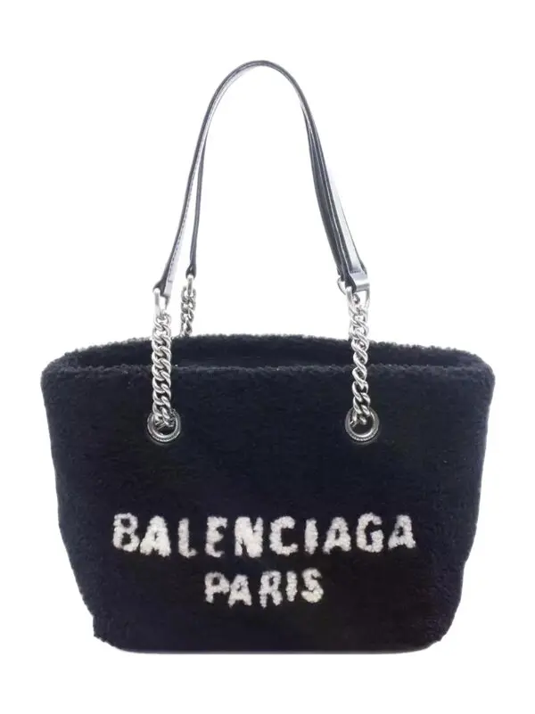 Balenciaga Shearling Tote Bag - Black
