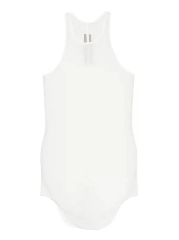 Rick Owens Ribbed Racer Back Top With Curved Hem - Neutrals