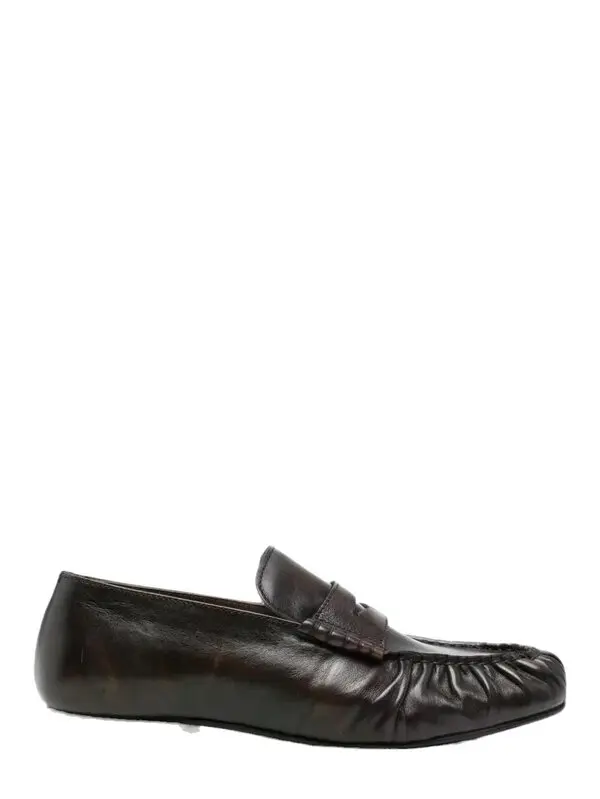 ALOHAS Aven Ruched Leather Loafers - Brown