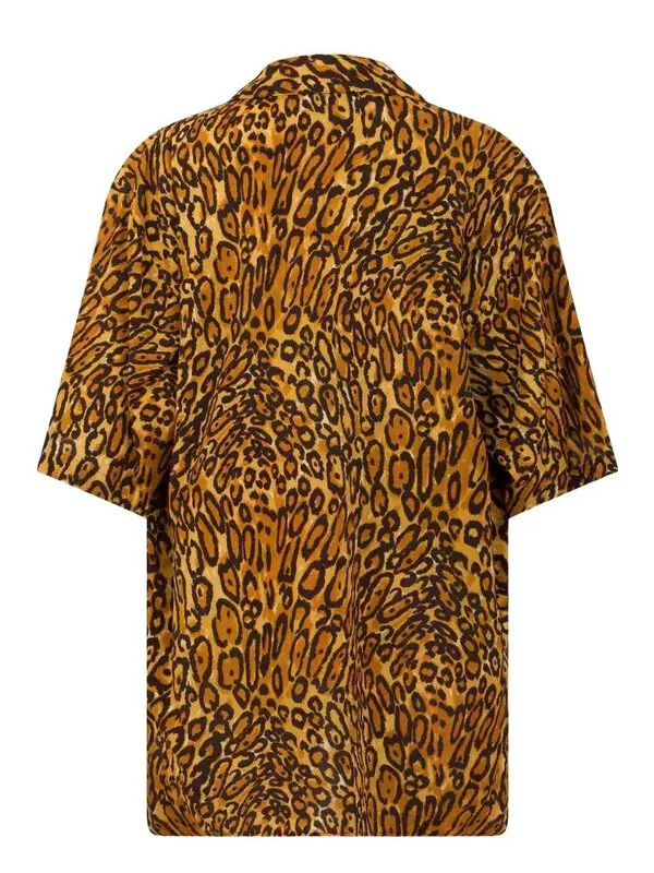 Moschino Leopard-print Short-sleeve Shirt - Brown