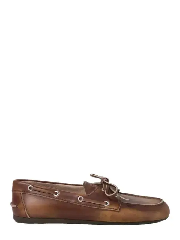 Miu Miu Leather Deck Shoes - Brown