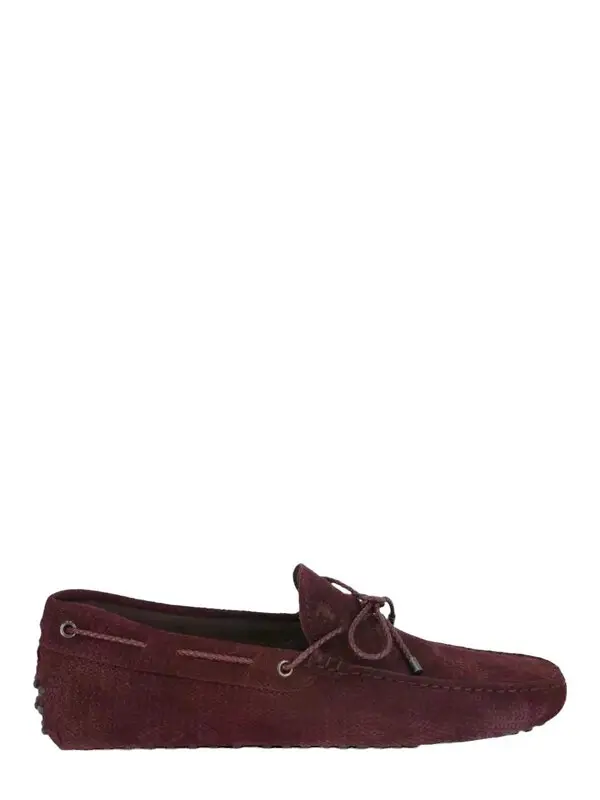 TOD'S Suede Bow Detail Driver Shoes - Red