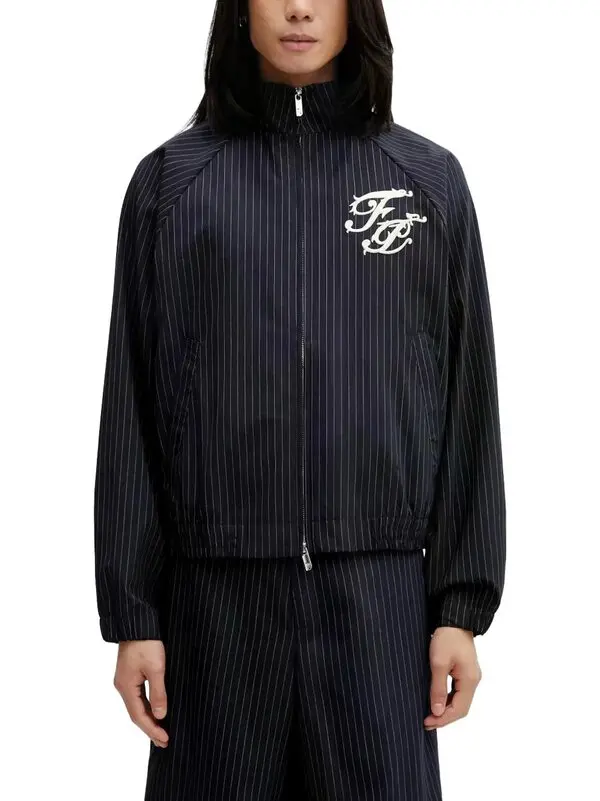 Filling Pieces Pinstripe Logo Patch Jacket - Blue