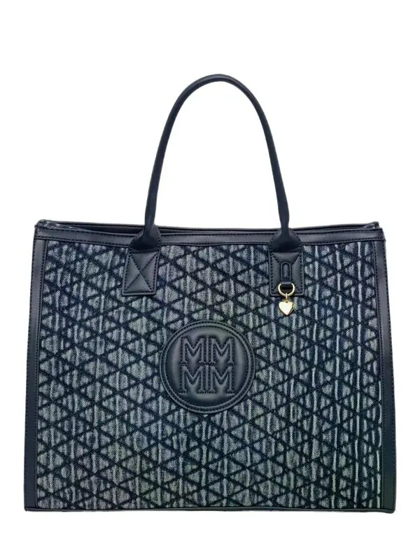 MORGAN Quilted Logo Patch Tote Bag - Blue